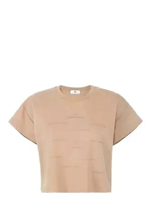 Elisabetta Franchi Lettering-patch T-shirt - Neutrals
