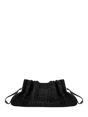 Elisabetta Franchi Crocodile-effect Clutch - Black