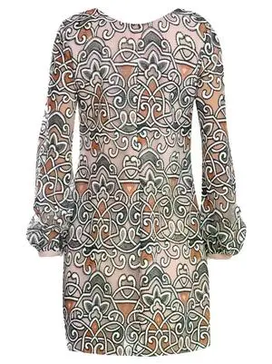 OLYMPIAH Arabesco Patterned Long-sleeve Mini Dress - Pink