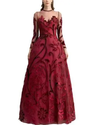 GEMY MAALOUF Embroidered Gown - Red