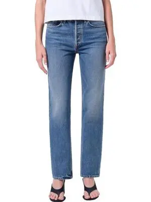 AGOLDE Lana High-waist Straight-leg Jeans - Liberty Med Indigo