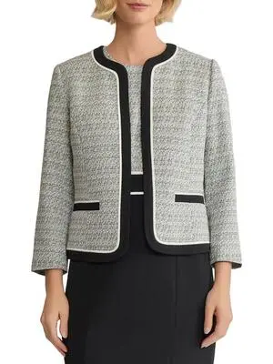 KASPER Contrast Detail Tweed Jacket - Loden Dusk Multi