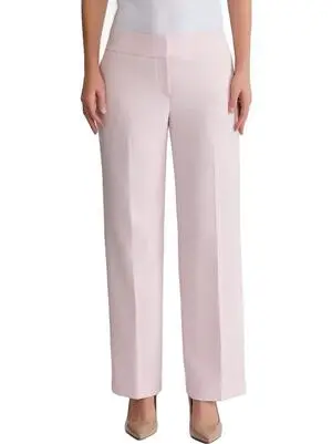 KASPER Flat Front Wide Leg Trousers - Misty Pink Multi