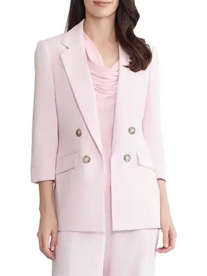 KASPER Double-breasted Blazer - Misty Pink Multi