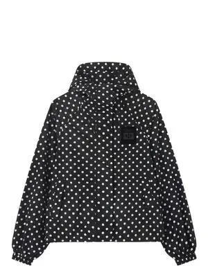 GANNI Polka-dot Hooded Coat - Black