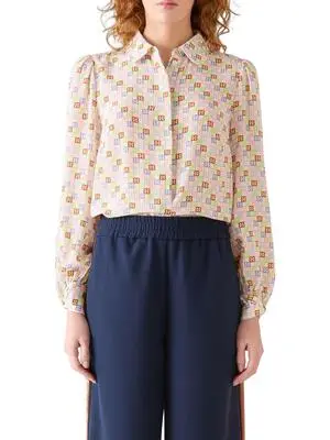 LK BENNETT Mari Print Silk Shirt - White Multi