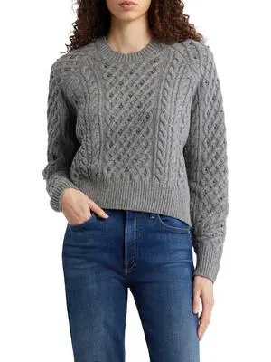 Rag & Bone Liz Beaded Crewneck Wool Sweater - Grey