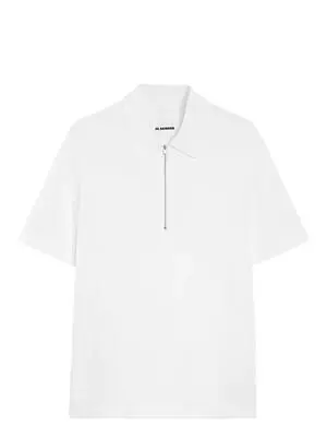 JIL SANDER Zip-up Knitted Polo Shirt White