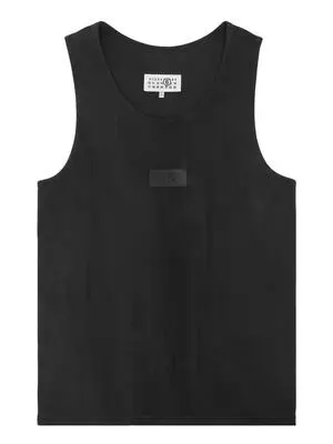 MAISON MARGIELA Ribbed Logo-plaque Tank Top - Black