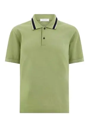 FERRAGAMO Logo Embroidered Striped Polo Shirt - Green