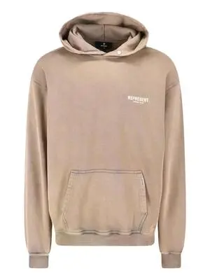 REPRESENT Logo-print Hoodie - Neutrals
