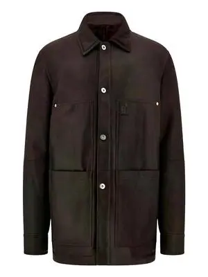 FERRAGAMO Patch Pocket Leather Jacket - Brown