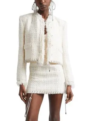AREA Metallic-tweed Jacket - Cream White