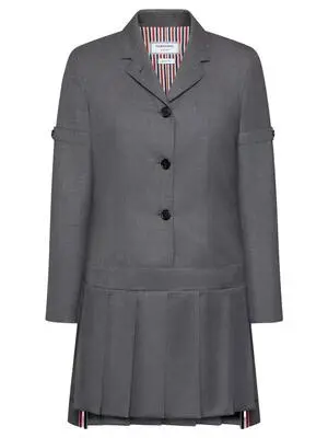 Thom Browne Twill Pleated Mini Dress - Grey