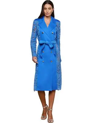 L'Agence Amata Lace Trench Coat - Regatta Blue