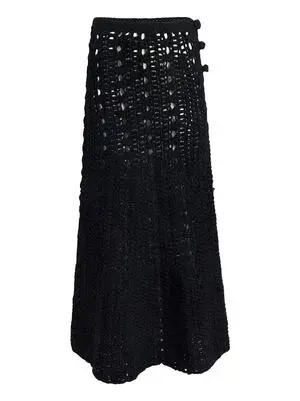 Khaite Ryder Pompom Crochet Maxi Skirt - Black