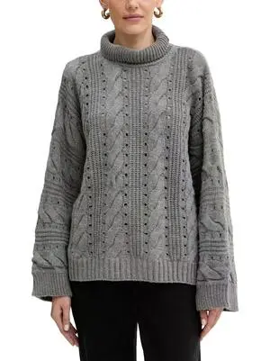 TWINSET Cable-knit Turtleneck Sweater - Grey