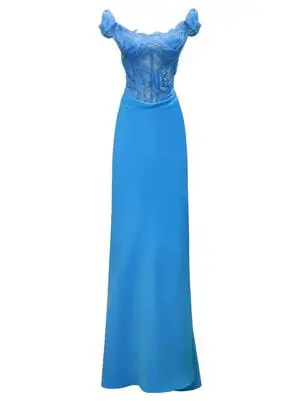 GEMY MAALOUF Floral Corset Dress - Blue
