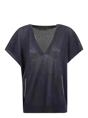 Fabiana Filippi V-neck Wool Blouse - Blue