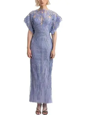 GEMY MAALOUF Structured Half-sleeves Dress - Blue
