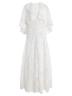 Oscar De La Renta Hibiscus Guipure Lace Maxi Dress - White