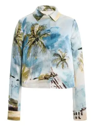 Oscar De La Renta Printed Satin Slim Fit Jacket - Multi