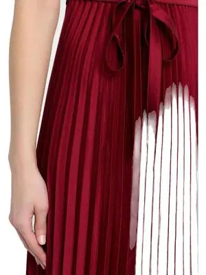 JOSEPH Volta Sleeveless Pleated Midi Dress Ruby