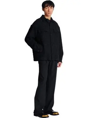 Balmain Monogram Tweed Overshirt - Black