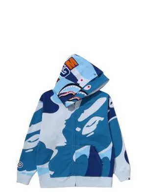 A BATHING APE Bape Mega ABC Camo Double Shark Relaxed Fit Full Zip Hoodie Blue
