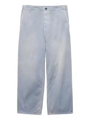 Prada Washed Gabardine Classic Fit Pants Blue Gray