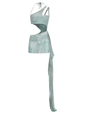 AMIR SLAMA Cut-out Asymmetric Mini Dress - Blue