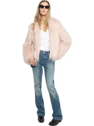 Zadig&Voltaire Freddie Curly Faux Fur Coat - Pink