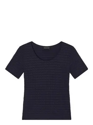 Emporio Armani Jacquard Knit Stretch Top - Blue / Navy
