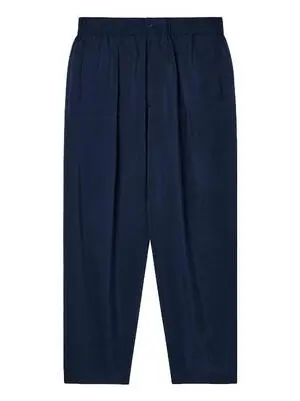 Giorgio Armani Washed Silk-blend Trousers - Navy