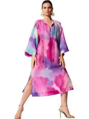 NATORI Watercolor Sheer Texture Caftan