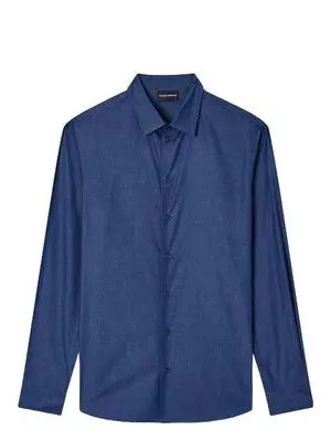 Emporio Armani Denim-effect Fabric Shirt - Navy
