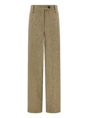 FERRAGAMO Linen Tailored Trousers - Multicolor