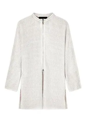 Giorgio Armani Pleated Viscose Blend Knit Jacket - Brown / Neutral