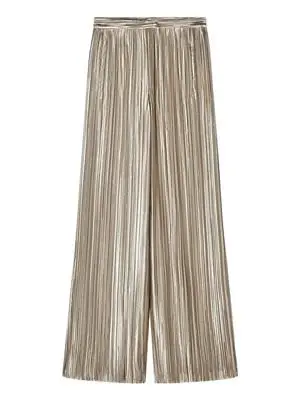 Giorgio Armani Pleated Satin Trousers - Brown / Neutral