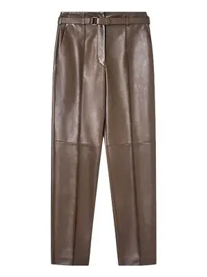 Giorgio Armani Nappa Lambskin Straight-leg Trousers - Brown