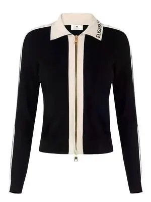 Elisabetta Franchi Logo Detail Zip-up Cardigan - Black
