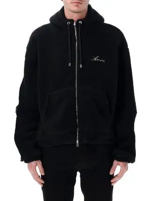Amiri Fleece Zip-up Hoodie - Black