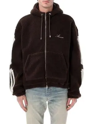 Amiri Fleece Zip-up Hoodie - Brown