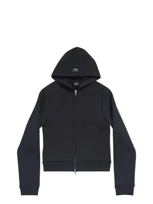 Balenciaga Cropped Zip-up Hoodie - Black