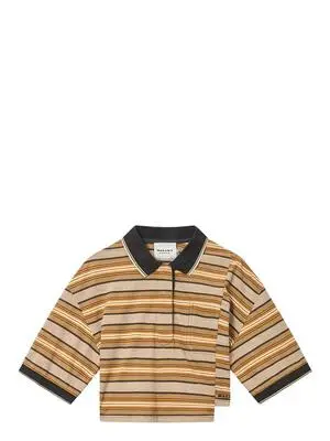 MARANT ETOILE Isalyne Striped Cotton Polo Shirt - Beige