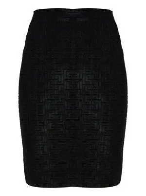 Balmain Monogram Midi Skirt - Black