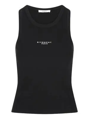 Givenchy Logo Cotton Tank Top - Black