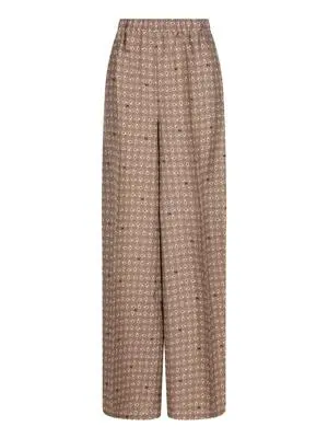 Max Mara Printed Silk Trousers - Brown