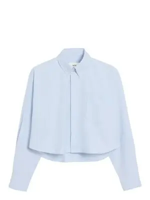 Ami Cotton Cropped Shirt - Sky Blue