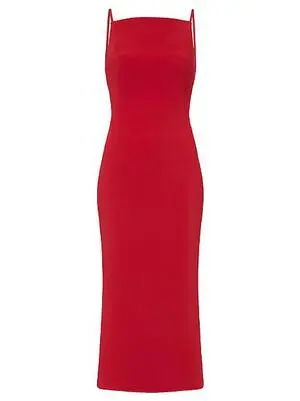 Givenchy Square-neck Satin-crepe Midi Dress - Dark Red